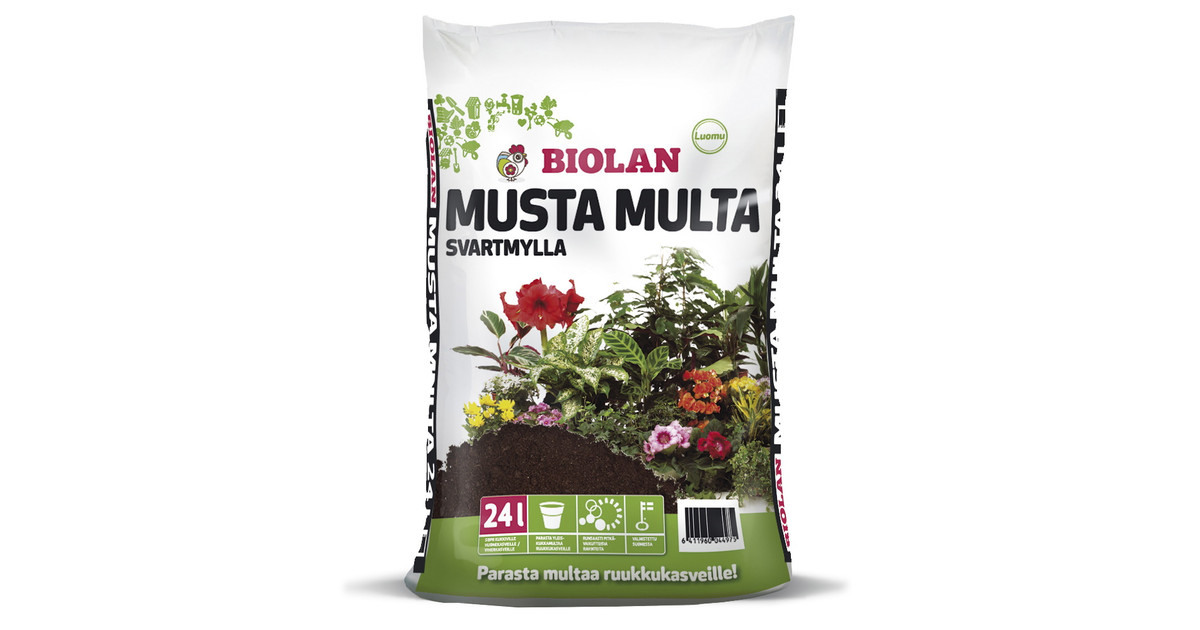 Biolan Musta Multa Kukkamulta 24l