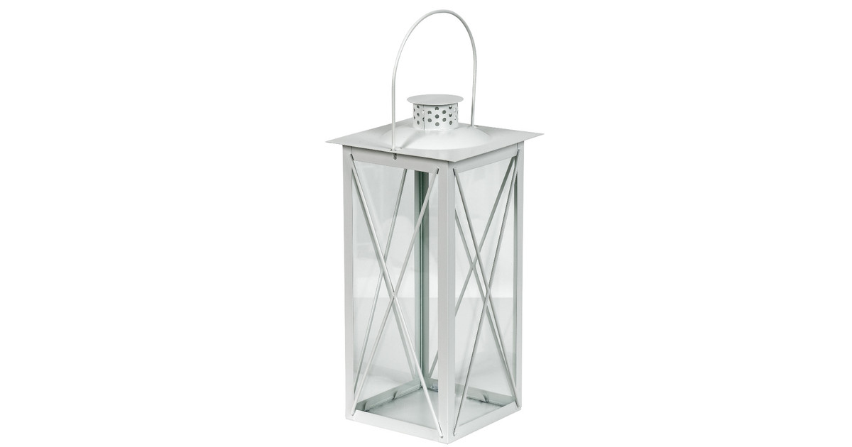 Metallilyhty Ristikko Valkoinen 14,5x14,5x28cm