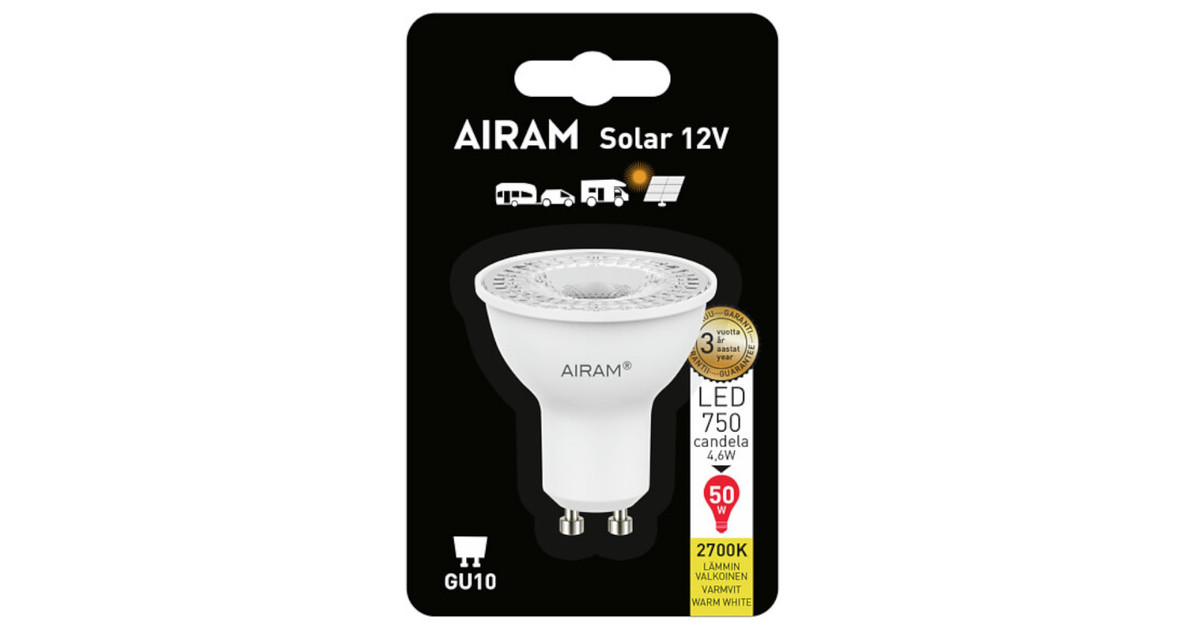 Airam Solar Kohdelamppu 2700k 12v Gu10