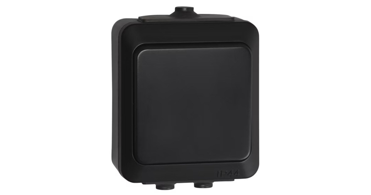 Opal Kytkin Pinta Musta Ip44 2-os