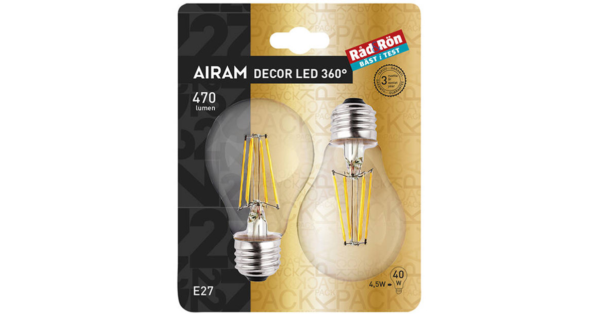Airam Decor Pallolamppu Led E27 2-pack