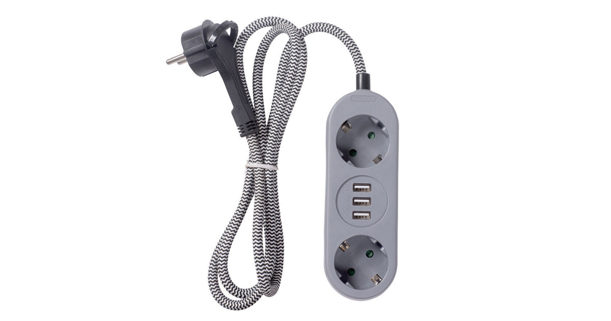 Airam Jatkojohto 2-os 3xUsb 1,5m